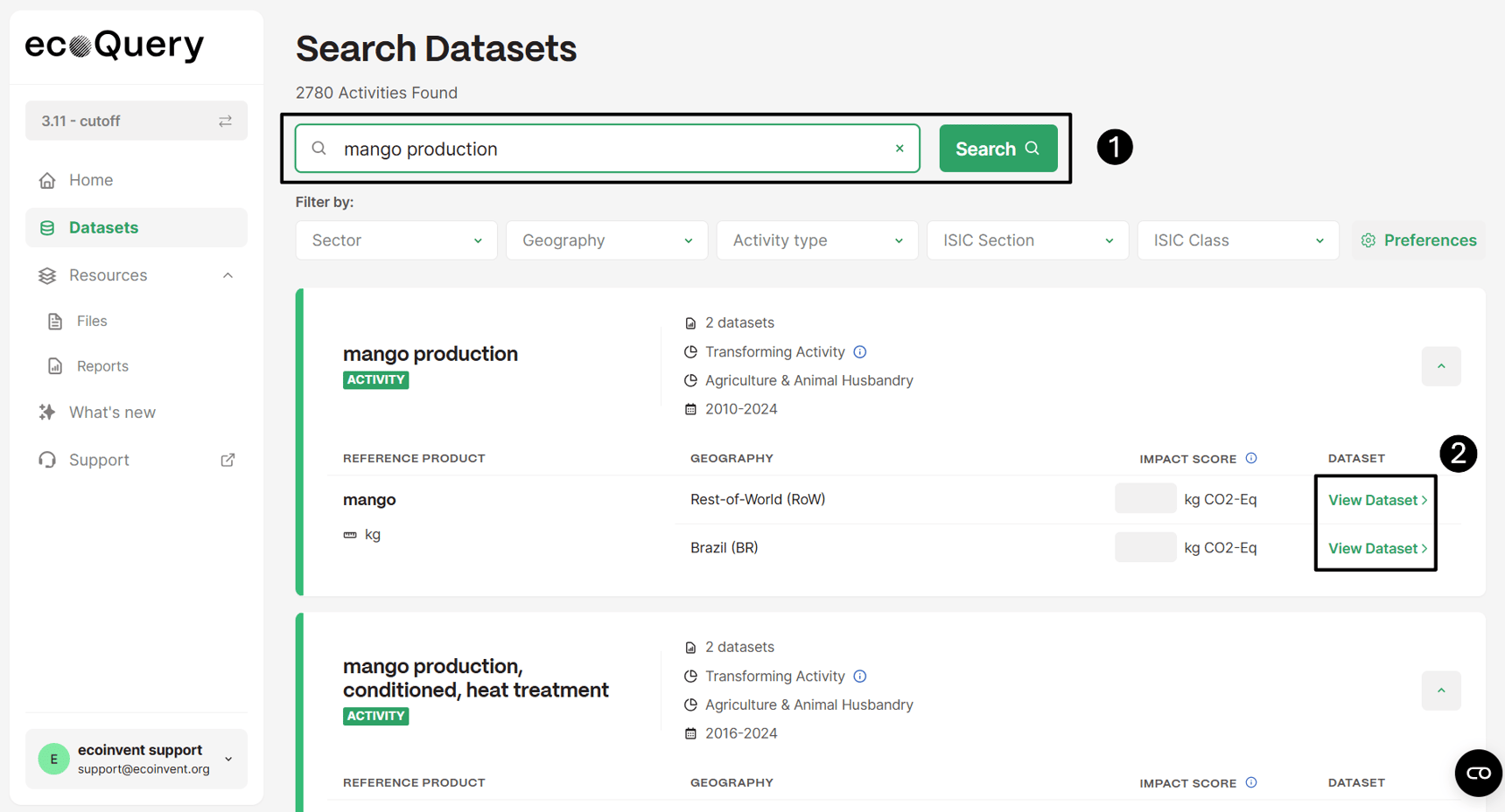 Viewing Datasets in ecoQuery